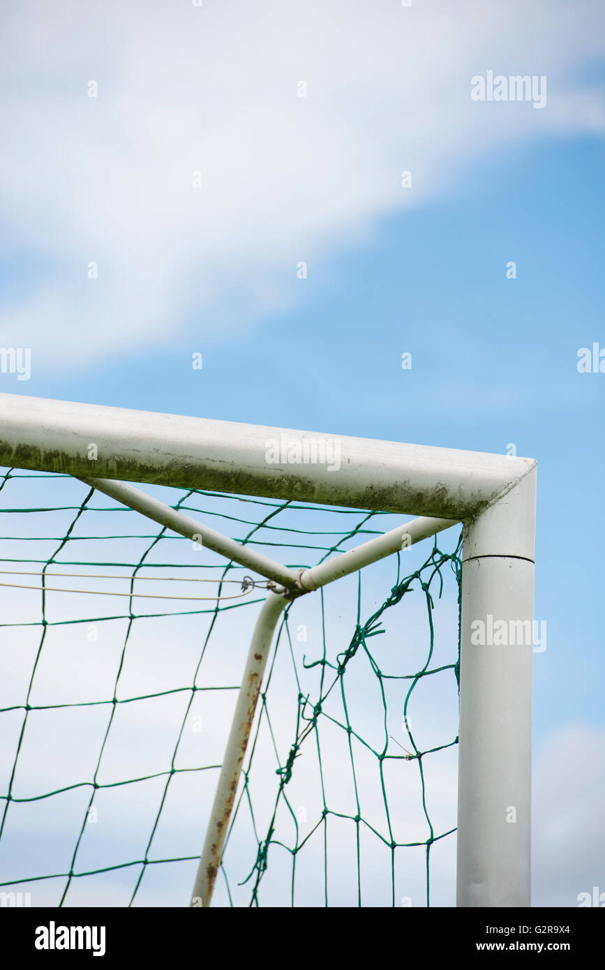 Blue sky and detail of football goal Stock Photo - Alamy