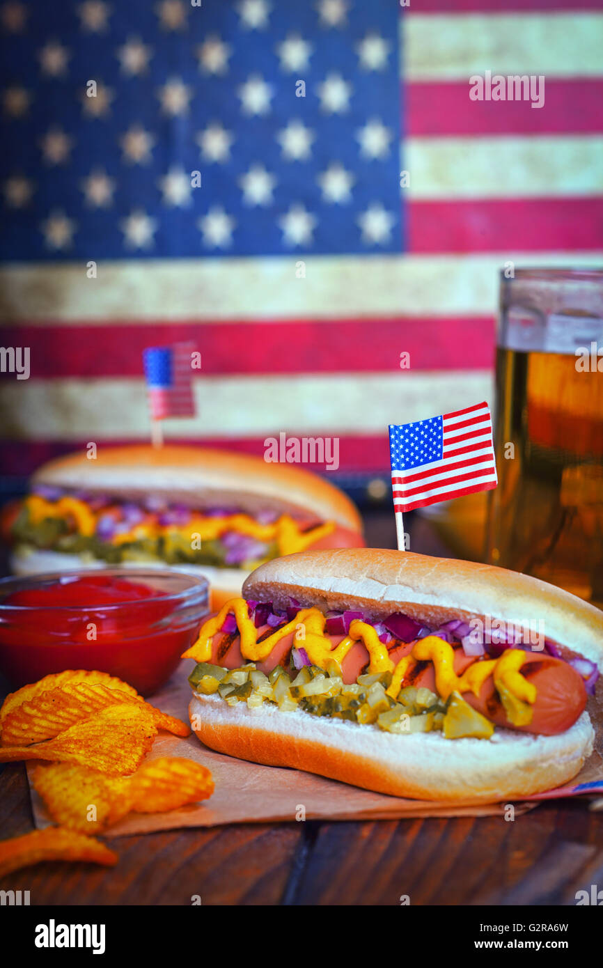 American holiday 4th of July Hot Dogs Stock Photo - Alamy