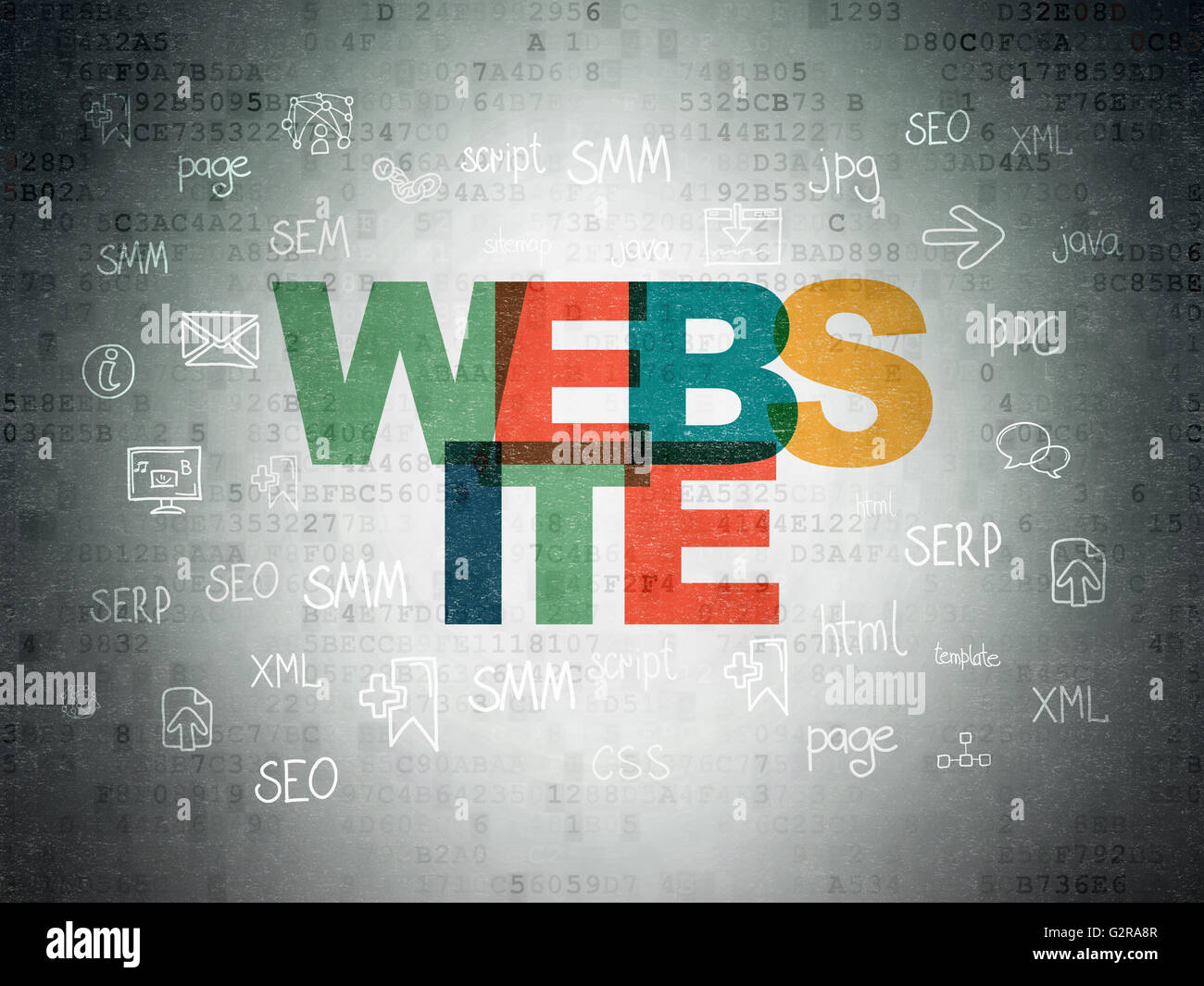 Web design concept: Website on Digital Data Paper background Stock ...