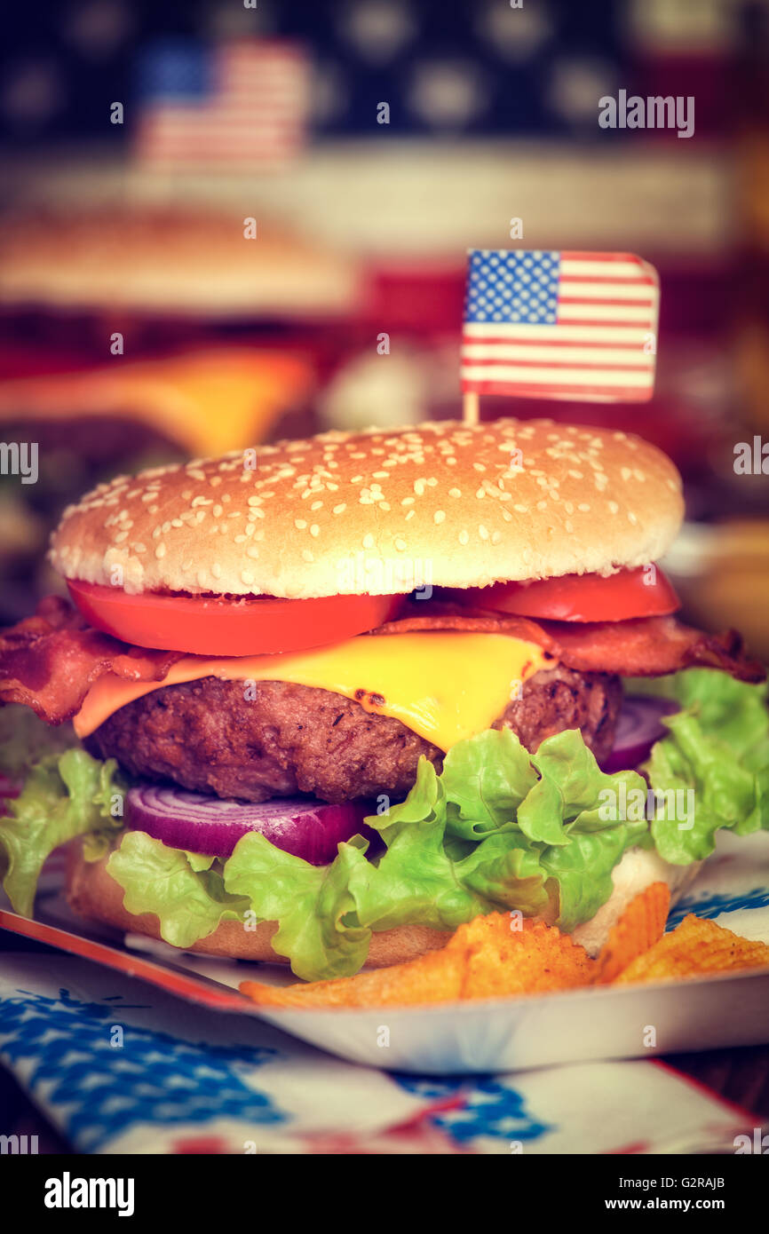 American 4th of July Cheeseburgers Stock Photo - Alamy