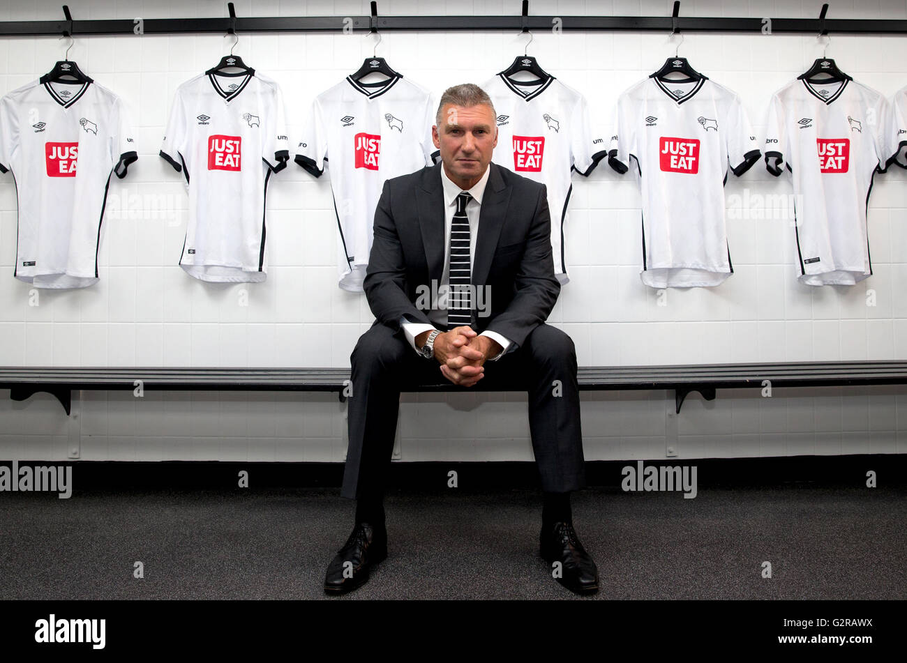 Derby County manager Nigel Pearson poses for a photo in the home team ...