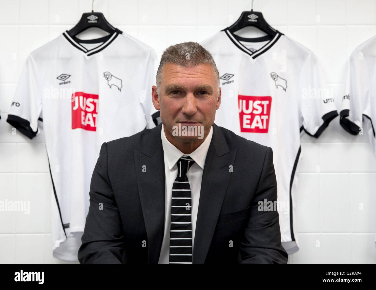 Derby County manager Nigel Pearson poses for a photo in the home team ...