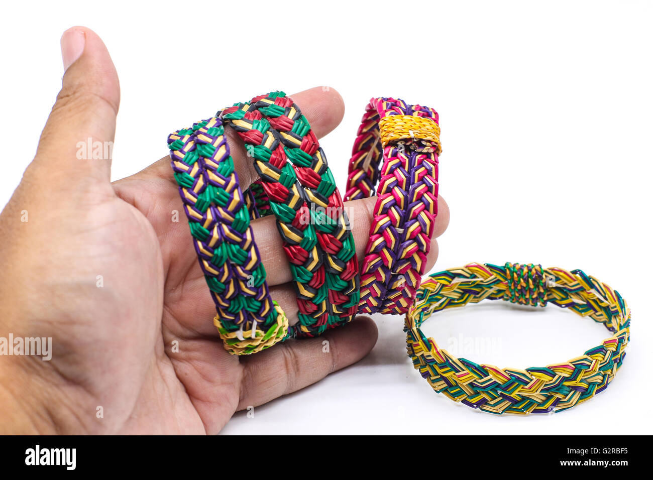 colorful handmade accessories on white background Stock Photo - Alamy