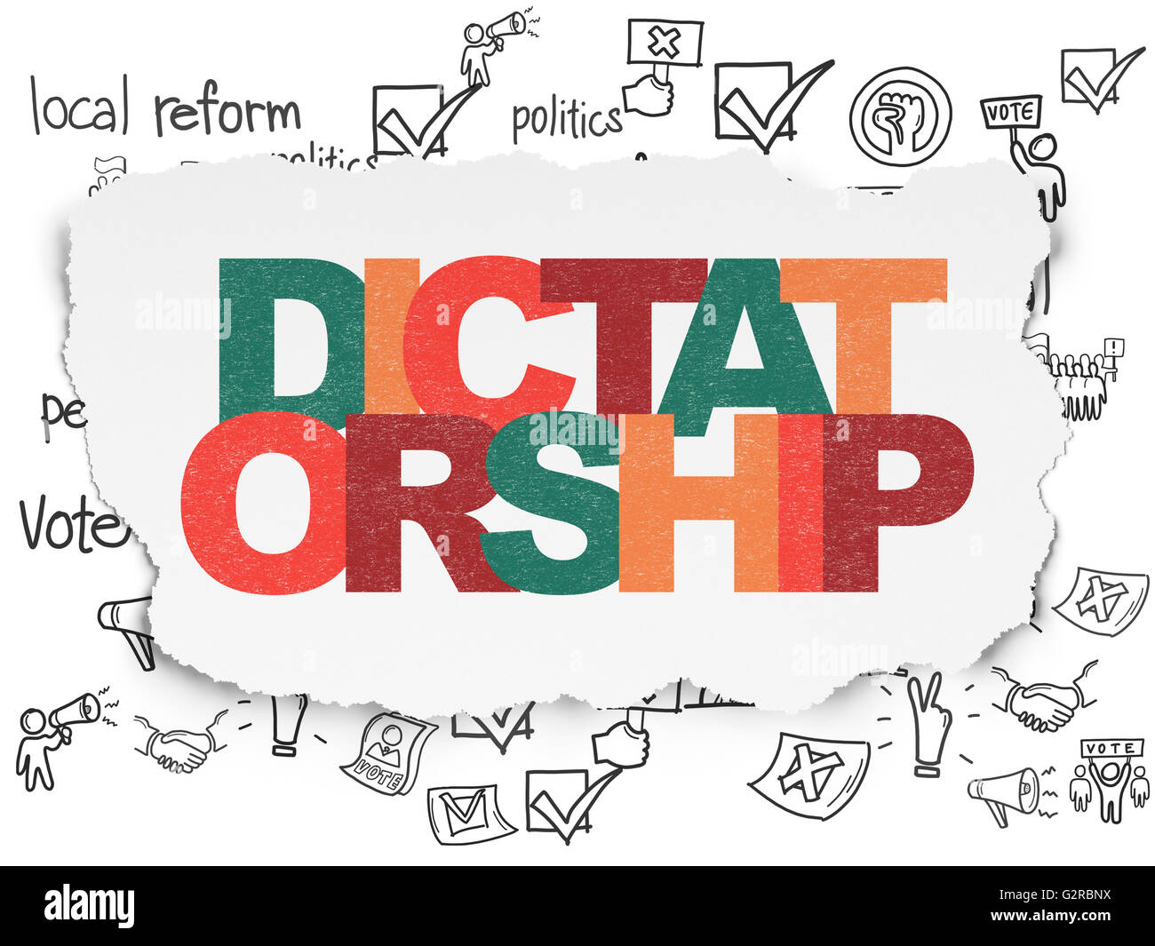 Political concept: Dictatorship on Torn Paper background Stock Photo ...