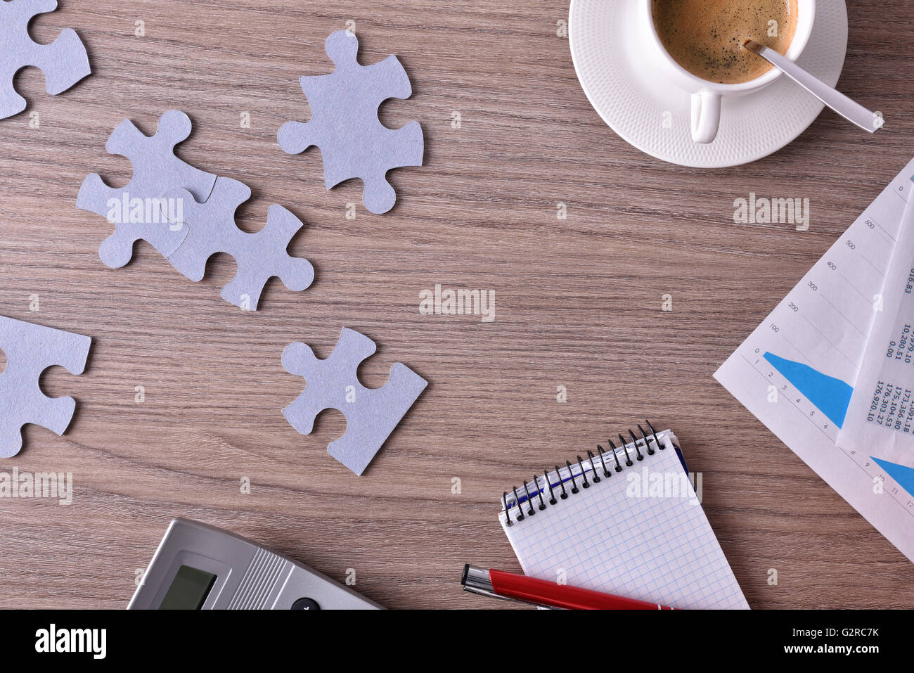 Representation of developing a business idea. Business table with ...