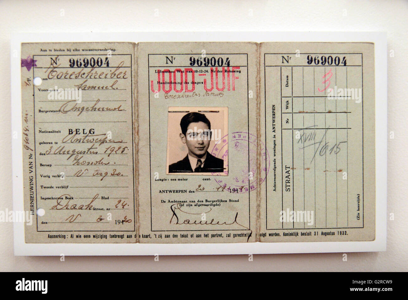 A Nazi German issued Jew identification document on display in the ...
