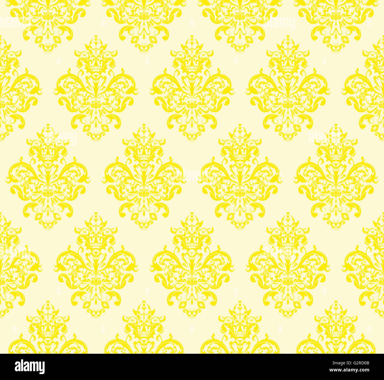 Yellow Seamless Repeating Vector Pattern. Elegant Design in Baroque ...