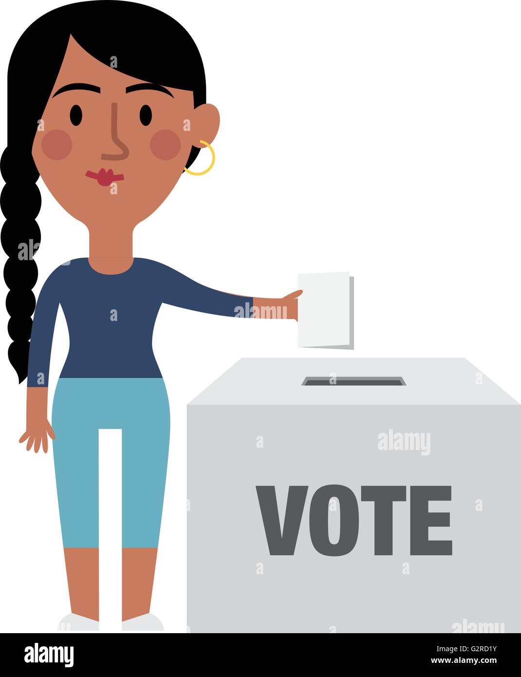 Illustration Of Female Character Putting Vote In Ballot Box Stock ...