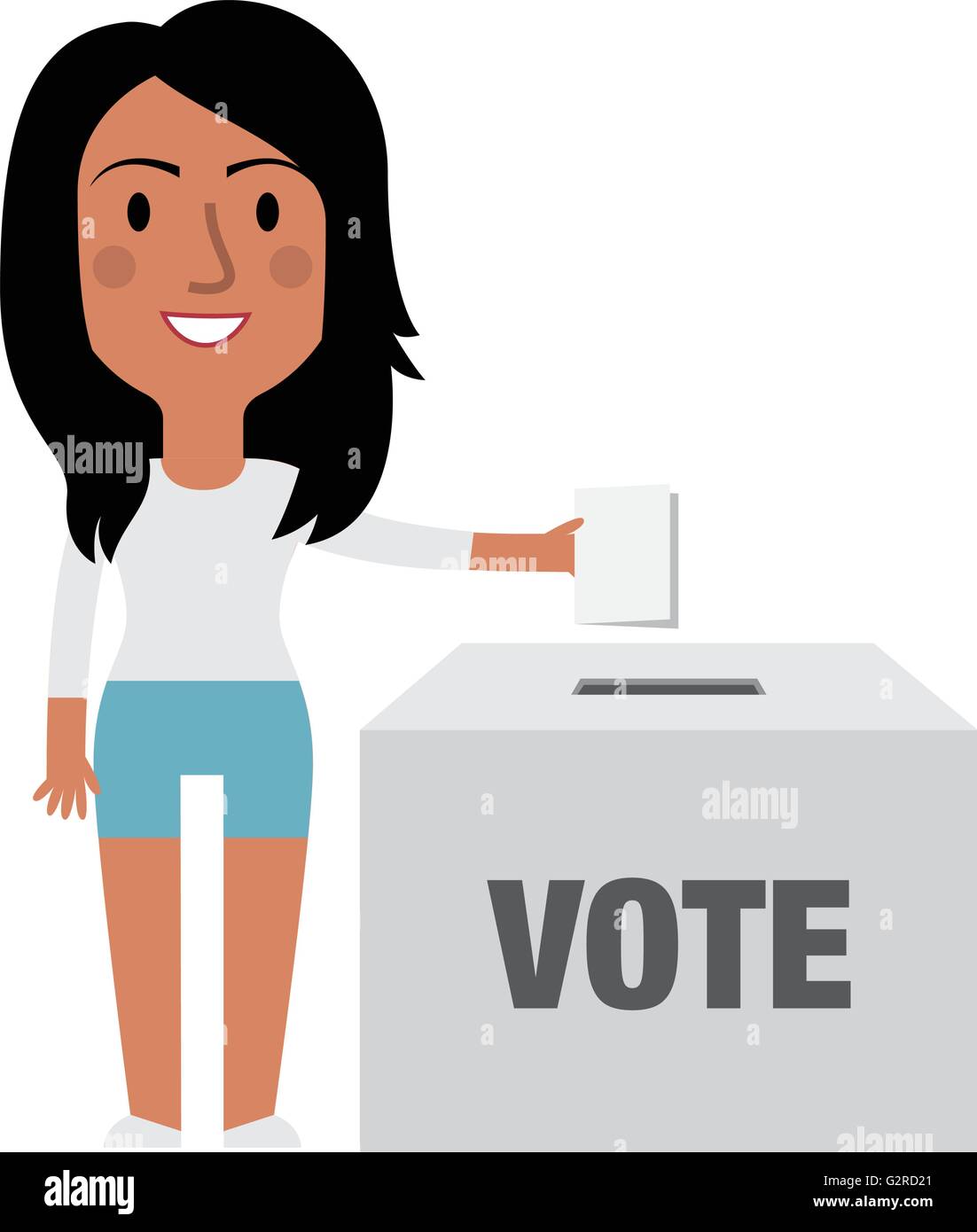 Illustration Of Female Character Putting Vote In Ballot Box Stock ...