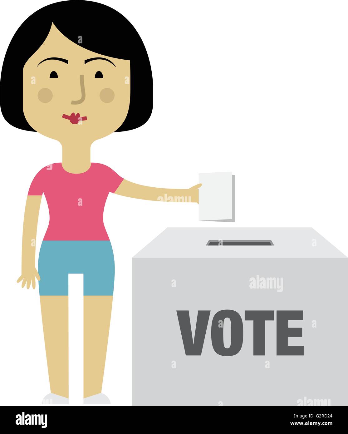 Illustration Of Female Character Putting Vote In Ballot Box Stock ...