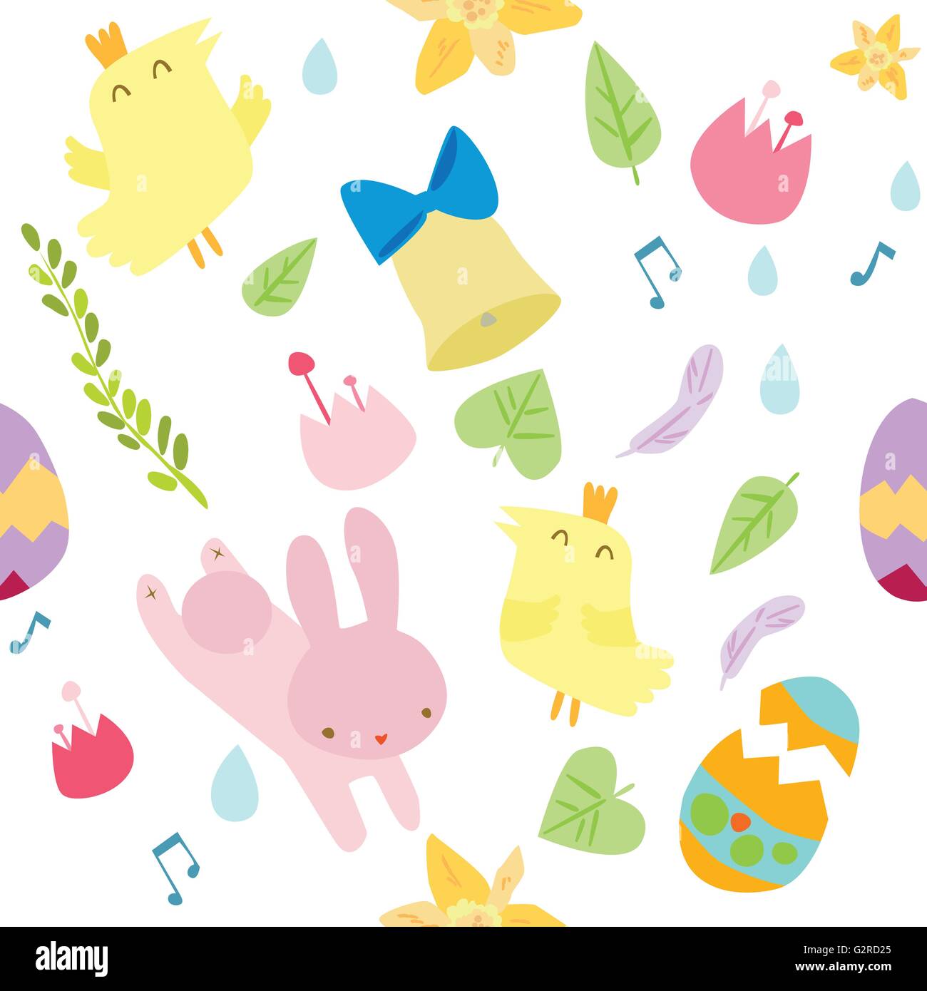 Vector seamless pattern on Easter theme. Easter background with bunny ...