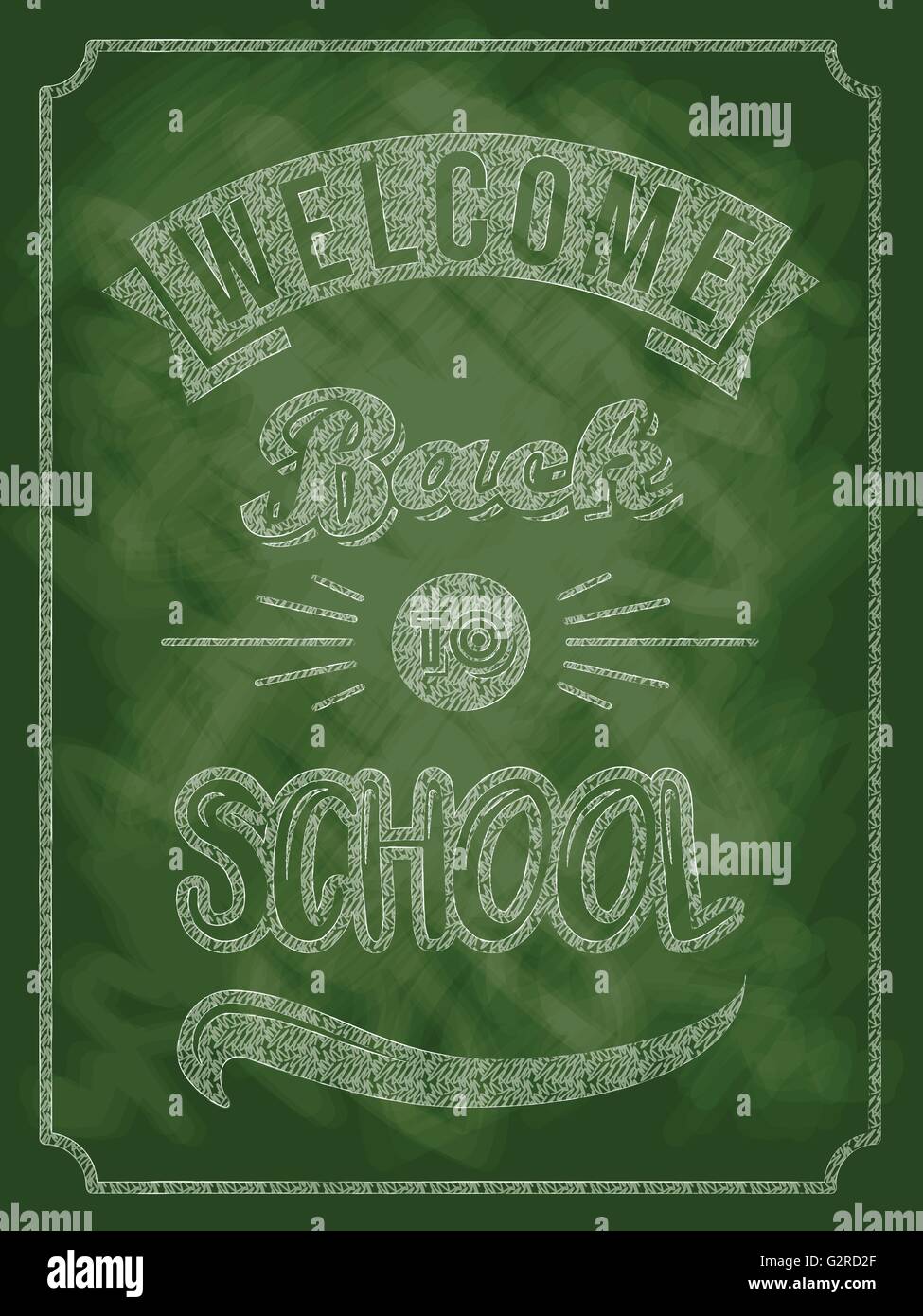 Back to school poster with text on chalkboard. Vector illustration ...