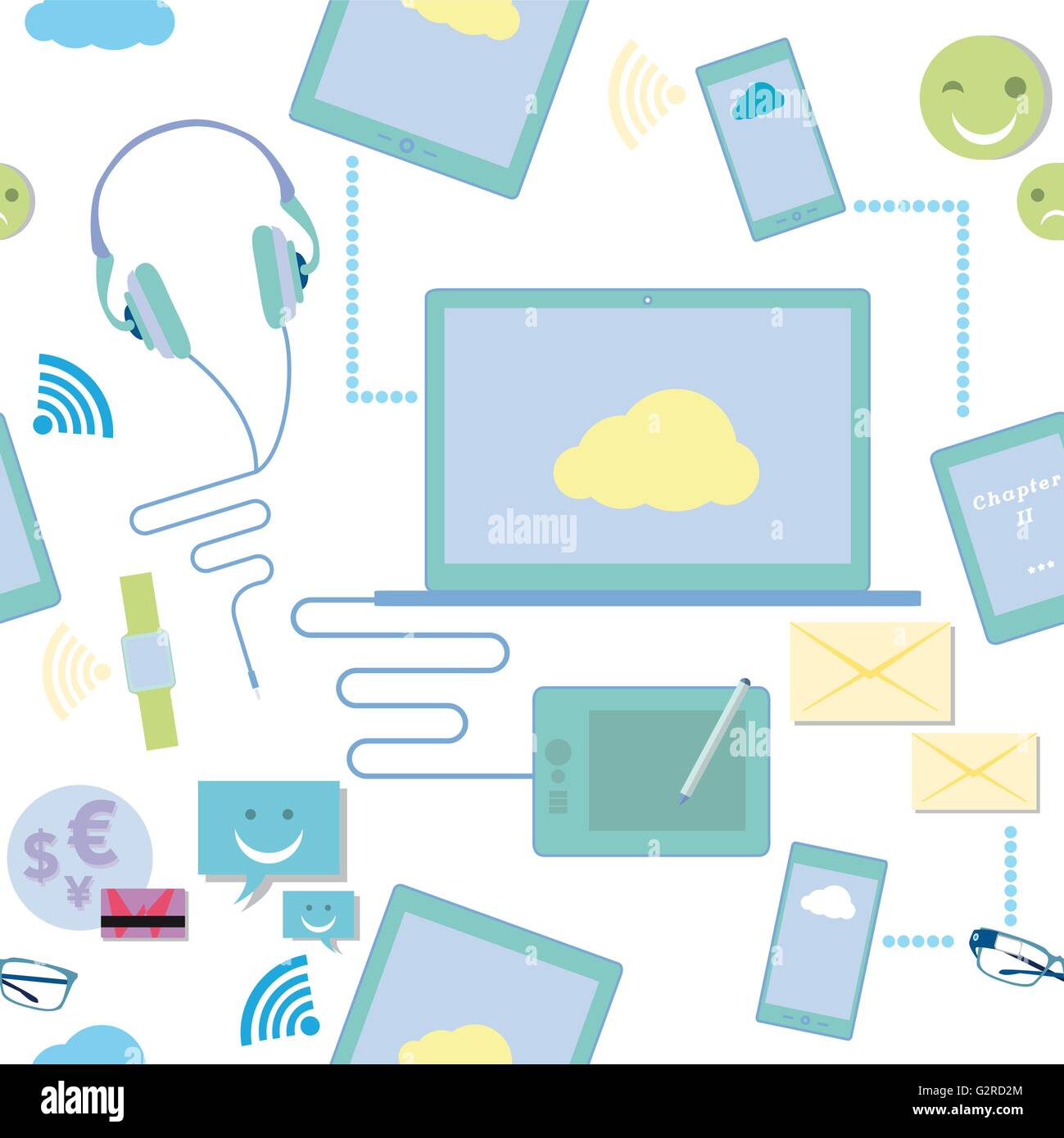 Repeating Pattern Vector Illustration Of Communication Technology ...