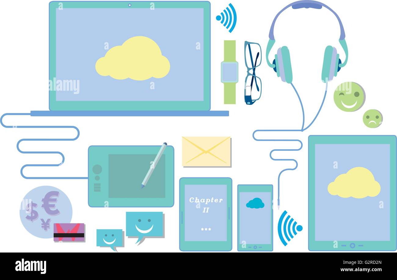 Digital devices technology graphics connection hi-res stock photography ...