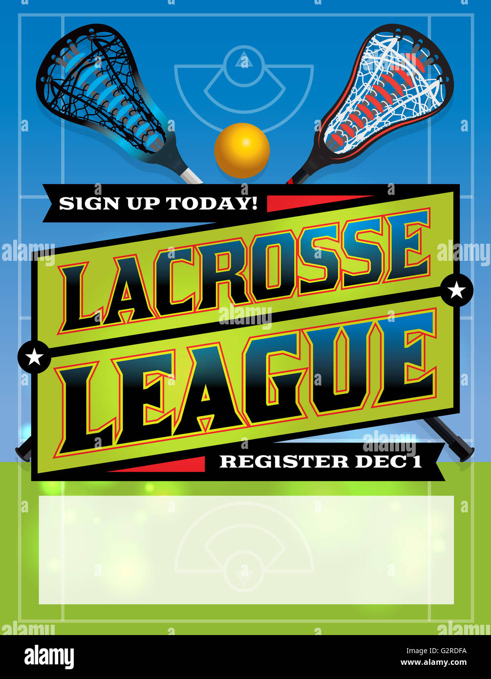 An illustration for a lacrosse league flyer template Stock Photo - Alamy