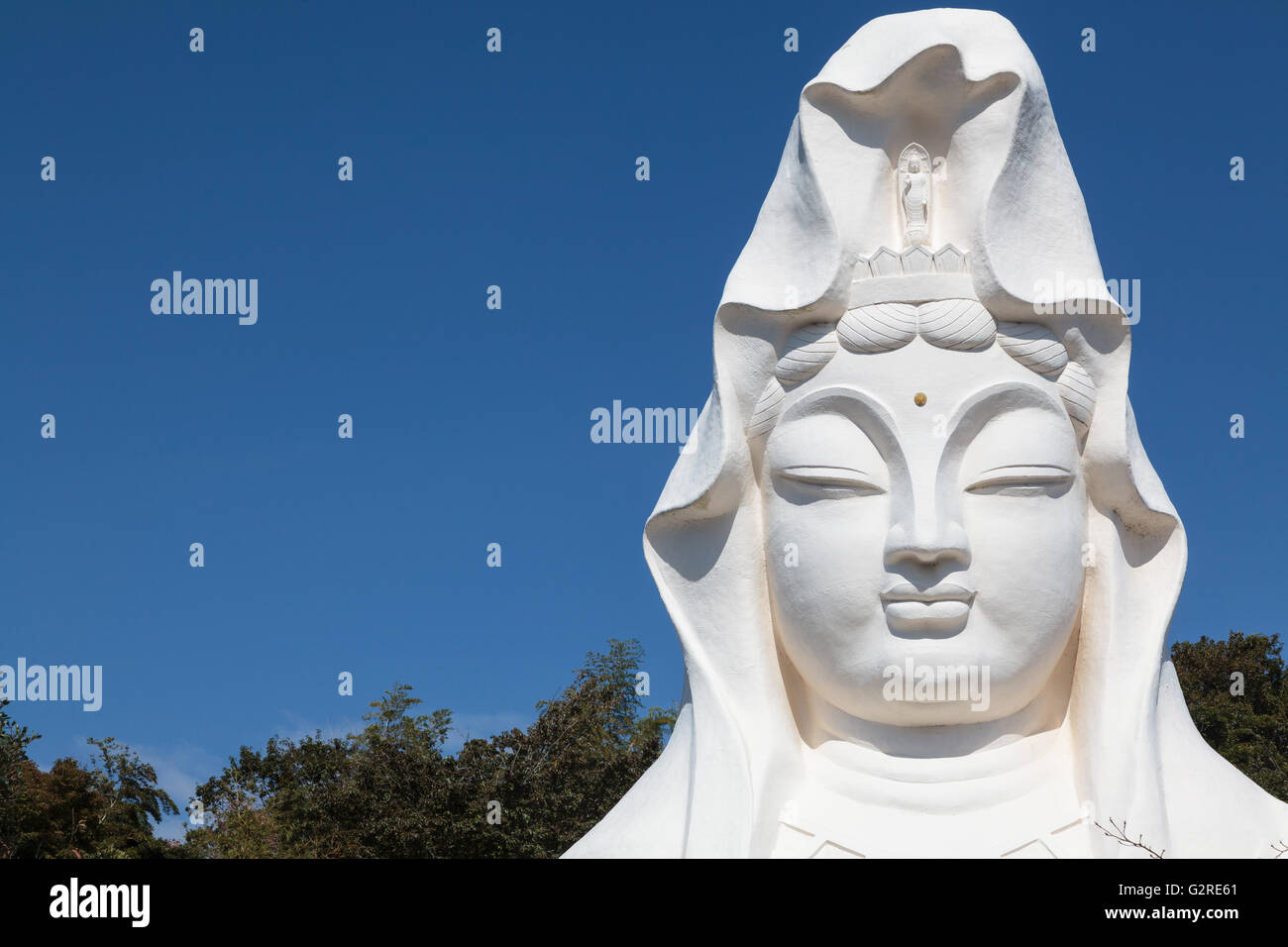 Detail image of the head of the Ofuna Kannon Ji monument in Ofuna ...
