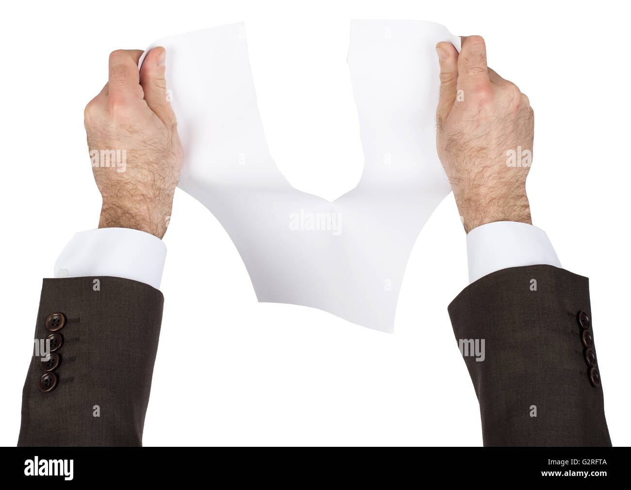 Hands tearing paper Cut Out Stock Images & Pictures - Alamy