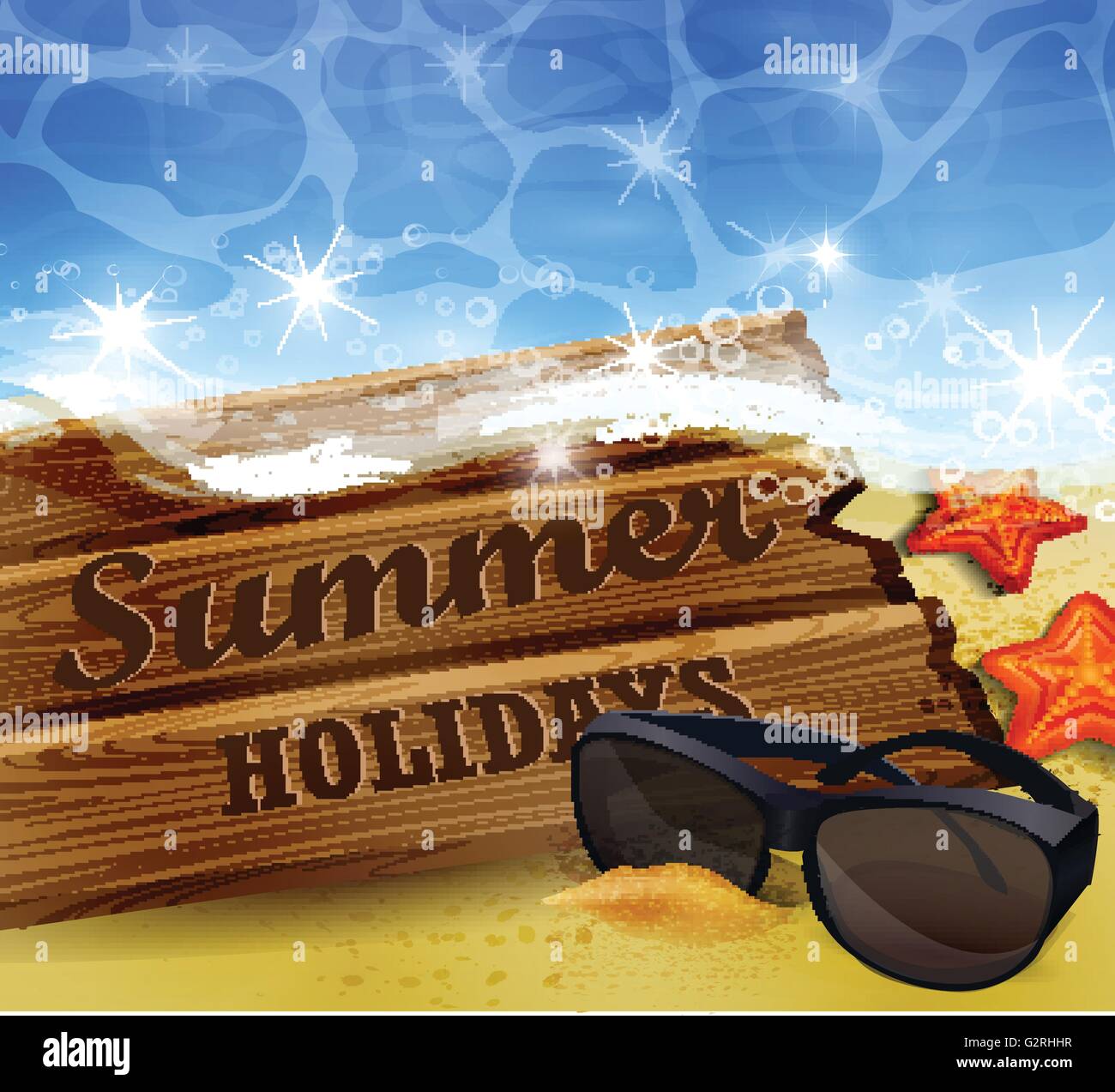 Scenic view wooden beach Stock Vector Images - Alamy