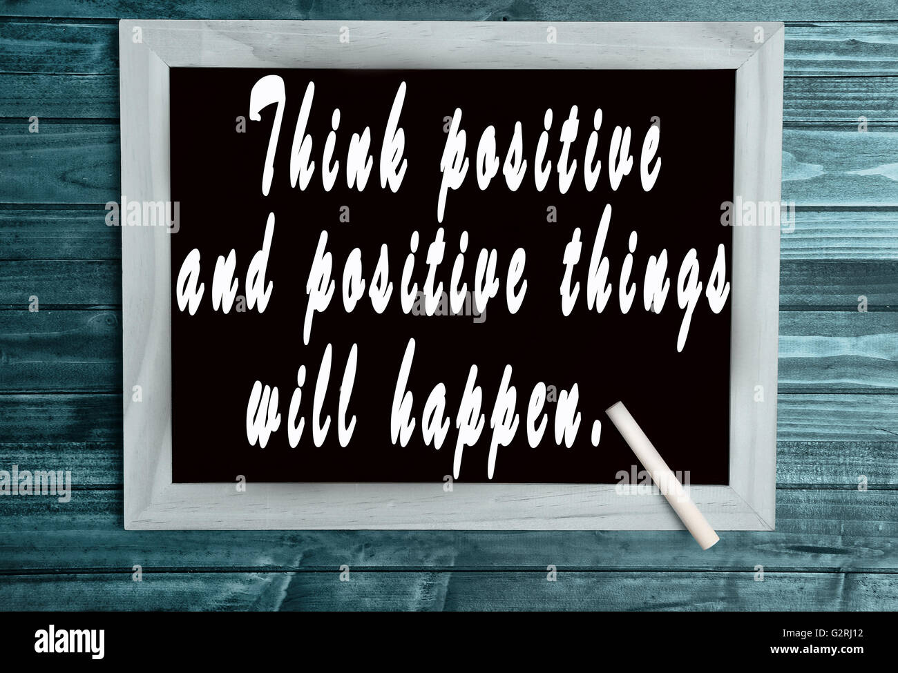 Think positive words on chalkboard Stock Photo - Alamy