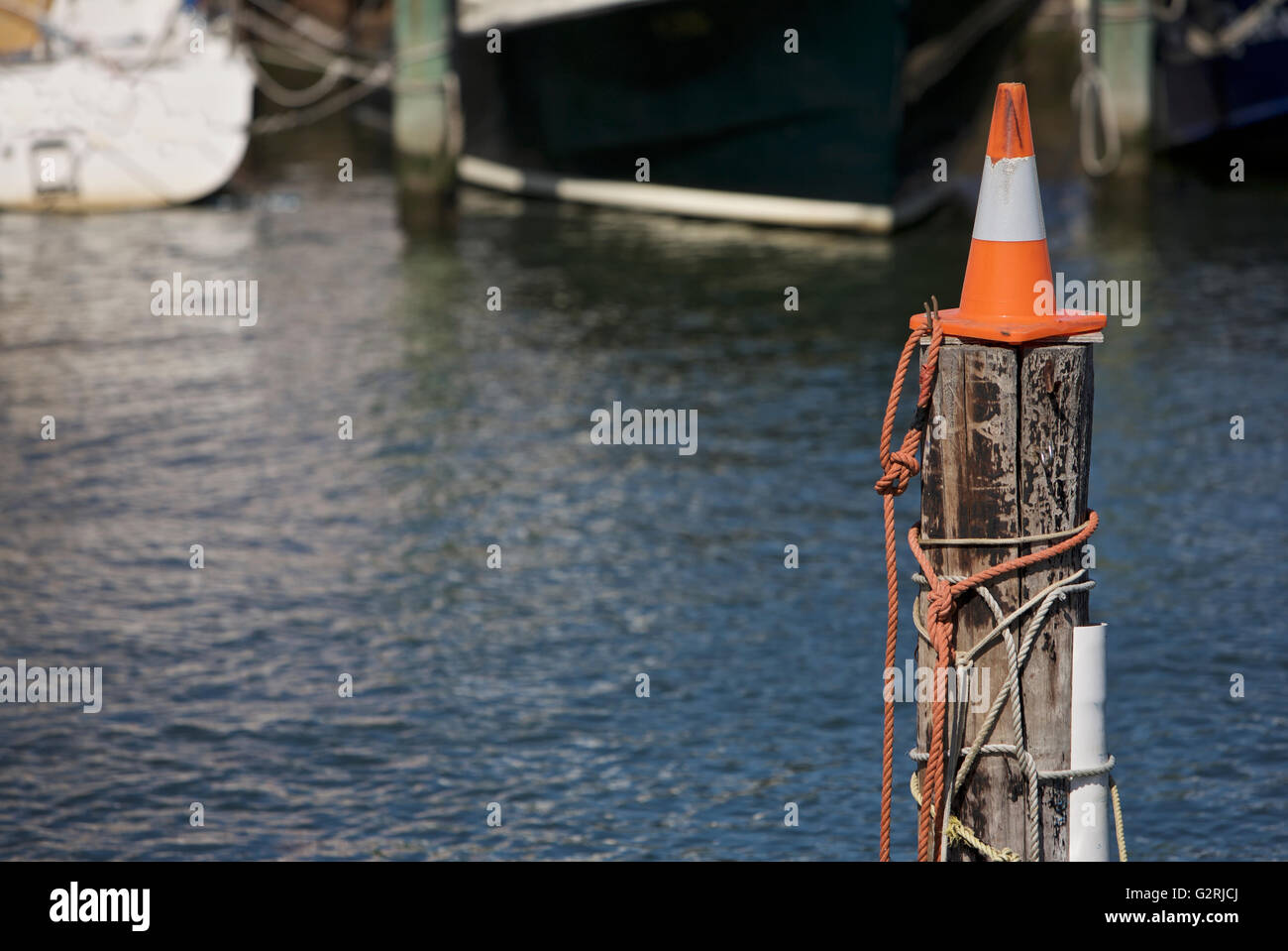 Cone on a pole in the harbor, Melbourne, Australia Stock Photo - Alamy