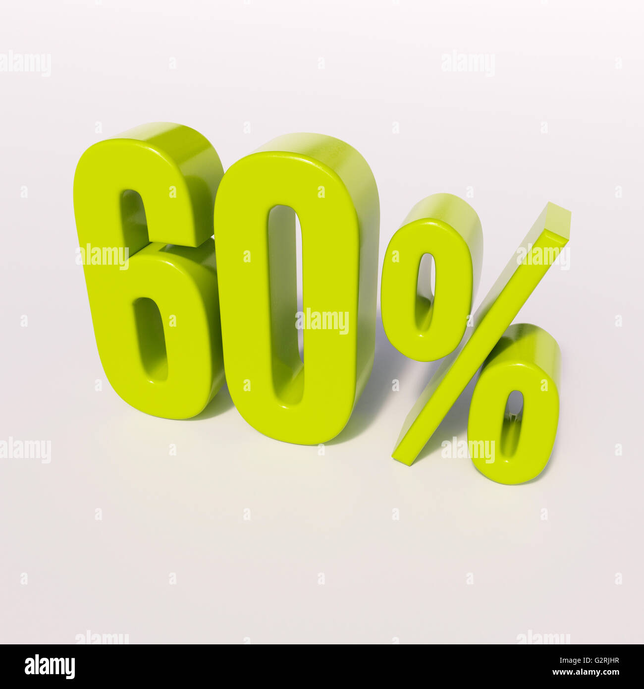 3d render: green 60 percent, percentage discount sign on white, 60 ...