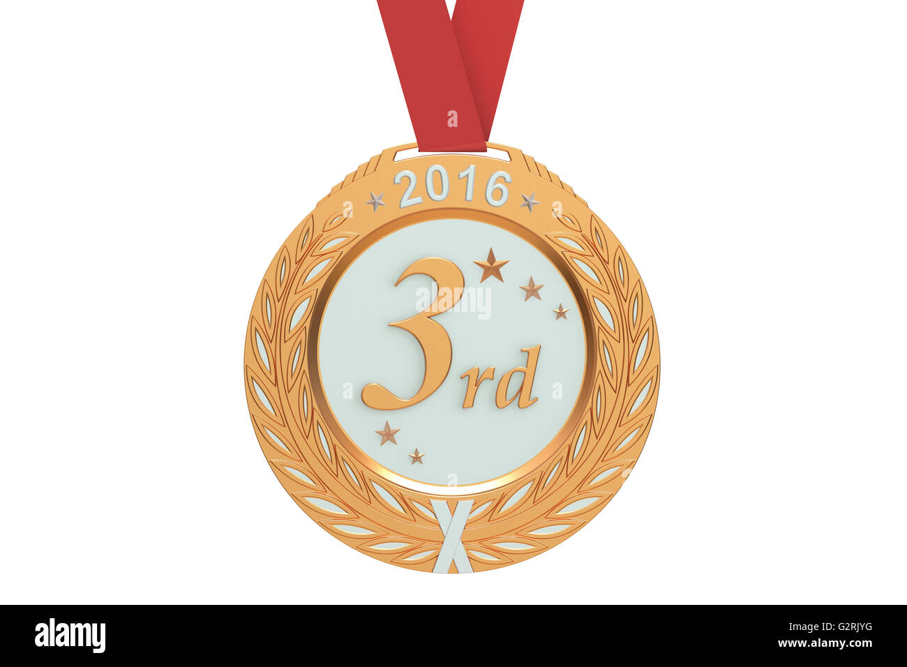 Bronze medal 2016, 3D rendering isolated on white background Stock ...