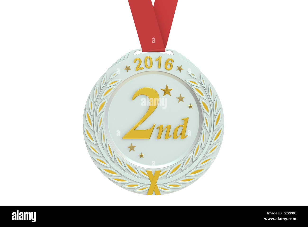 Silver medal 2016, 3D rendering isolated on white background Stock ...
