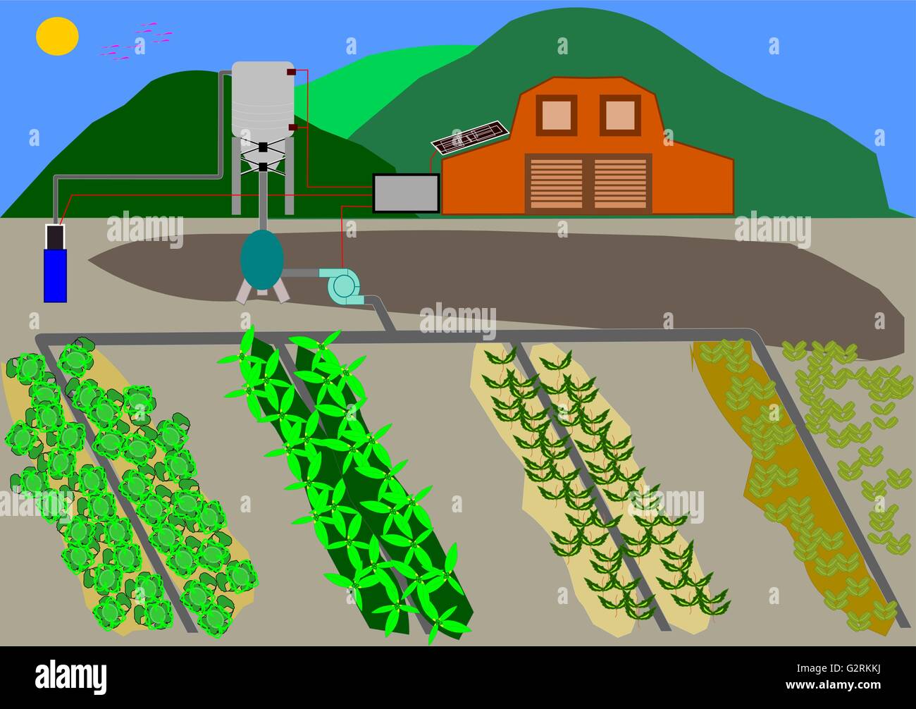 Automated irrigation system Stock Vector Image & Art - Alamy