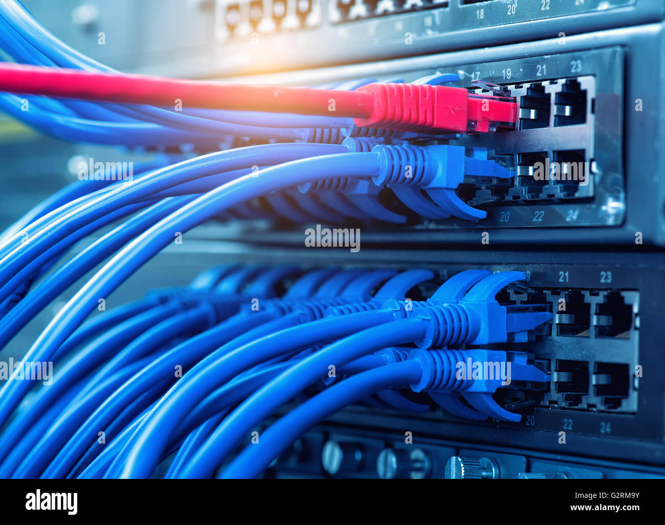 Network panel, switch and cable in data center Stock Photo - Alamy