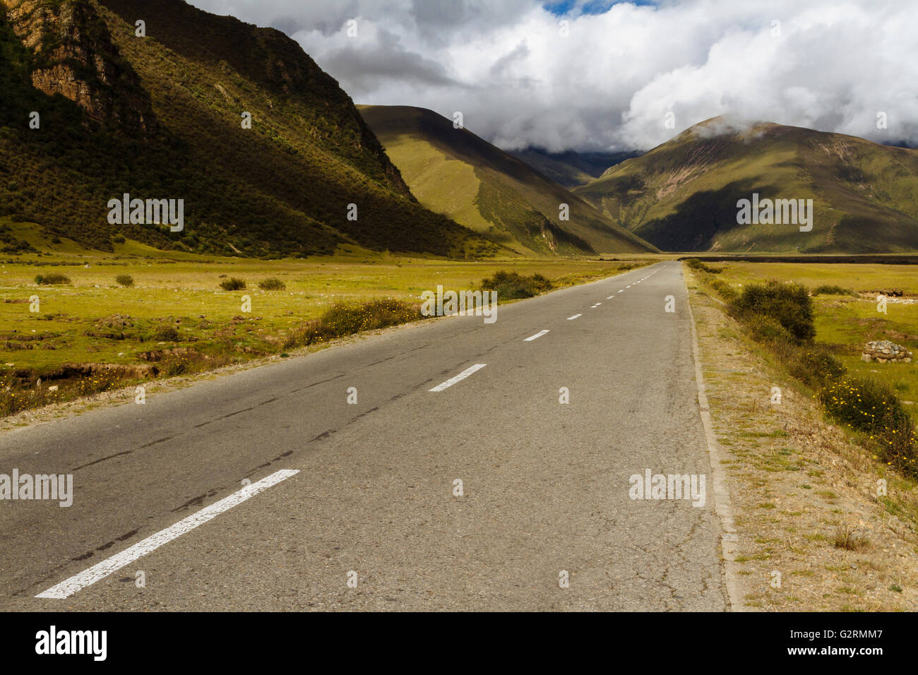 Tibet, China - The view of 318 national road in the wild with beautiful ...