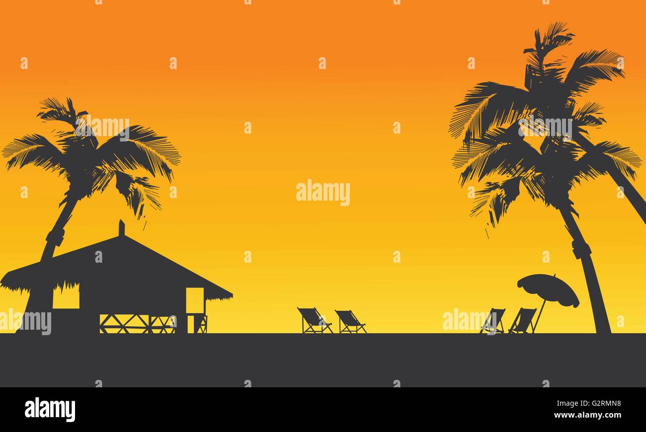 Sunset and hut Stock Vector Images - Alamy