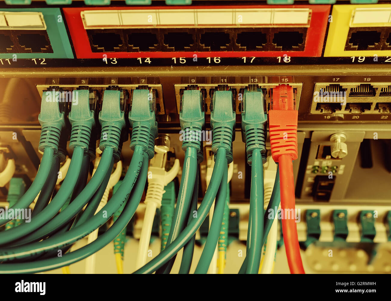 Network panel, switch and cable in data center Stock Photo - Alamy