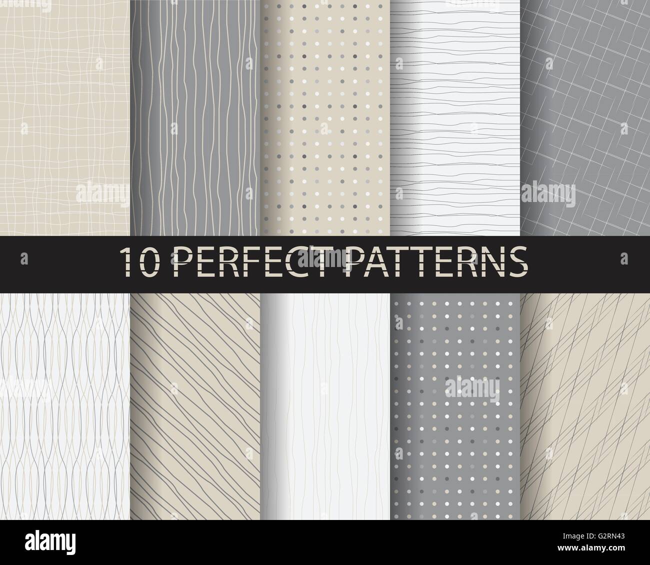 10 different beautiful classic linear and dot patterns. Endless texture ...