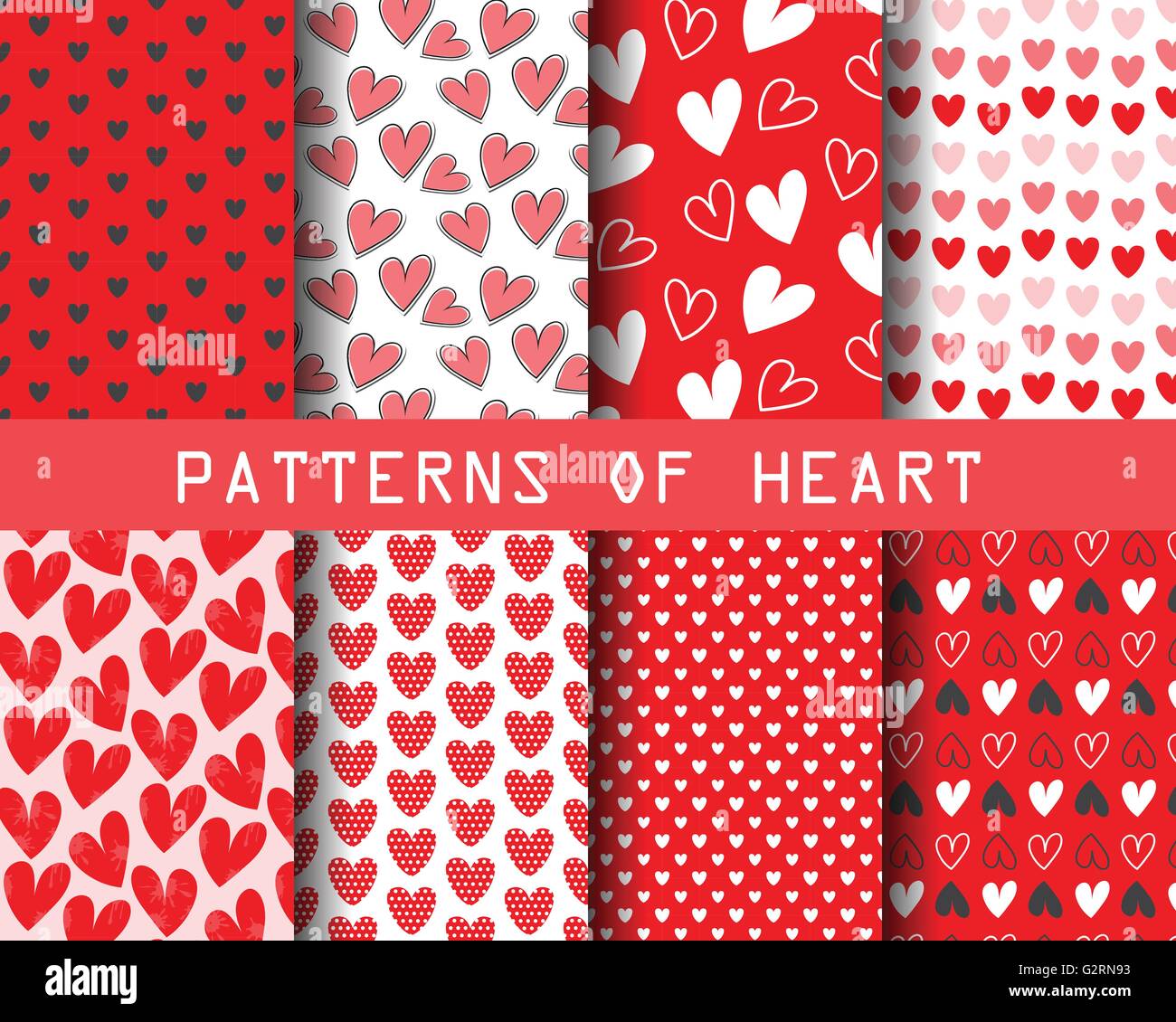 set of Heart patterns, for valentines day, Pattern Swatches, vector ...