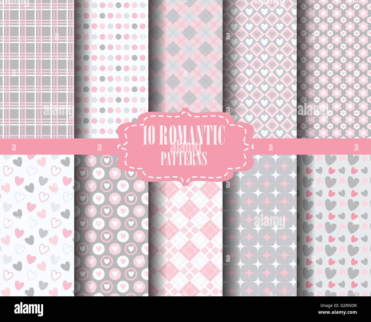 set of Heart, sweet pink pattern for valentines day, Pattern Swatches ...