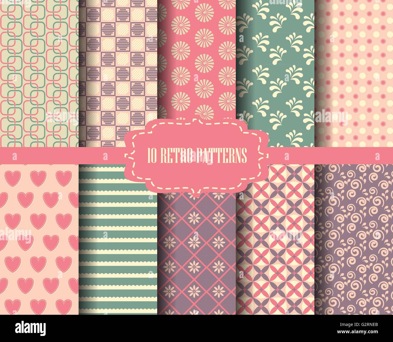 10 different love patterns, sweet pink and blue for valentines day ...
