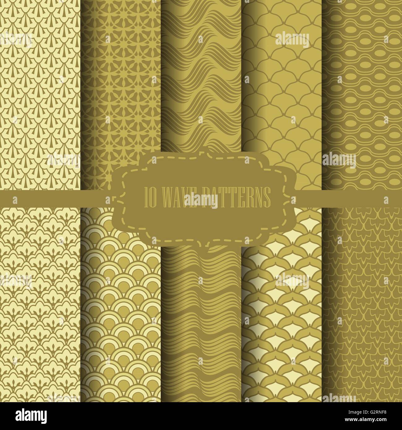 10 different classic wave vector patterns. Endless texture can be used ...