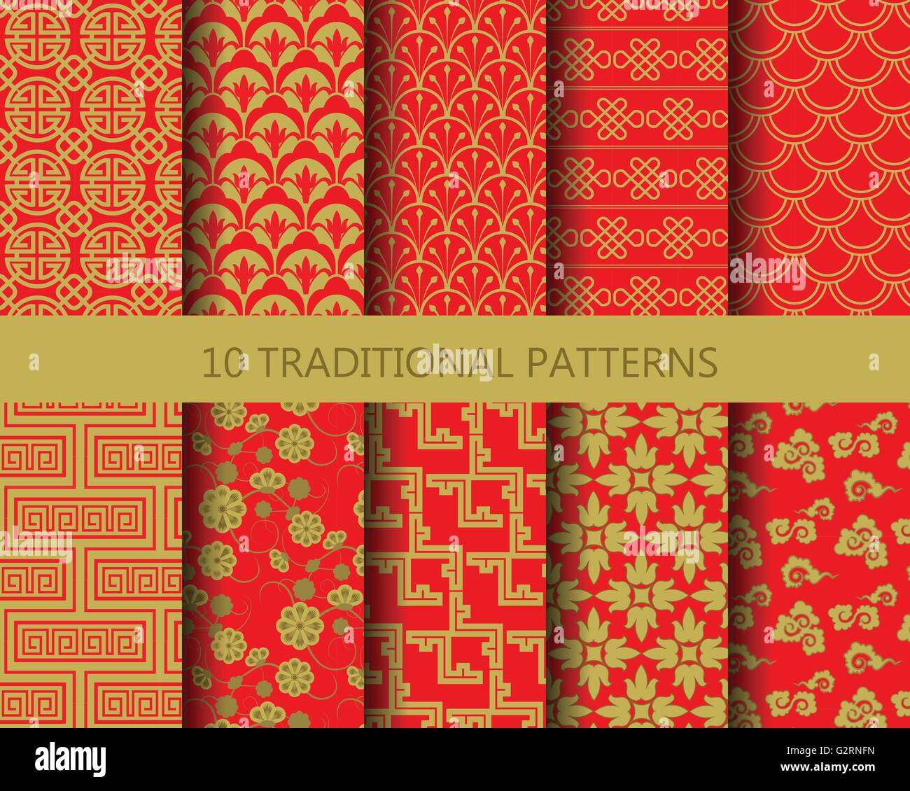 10 different chinese vector patterns. Endless texture can be used for wallpaper, pattern fills ...