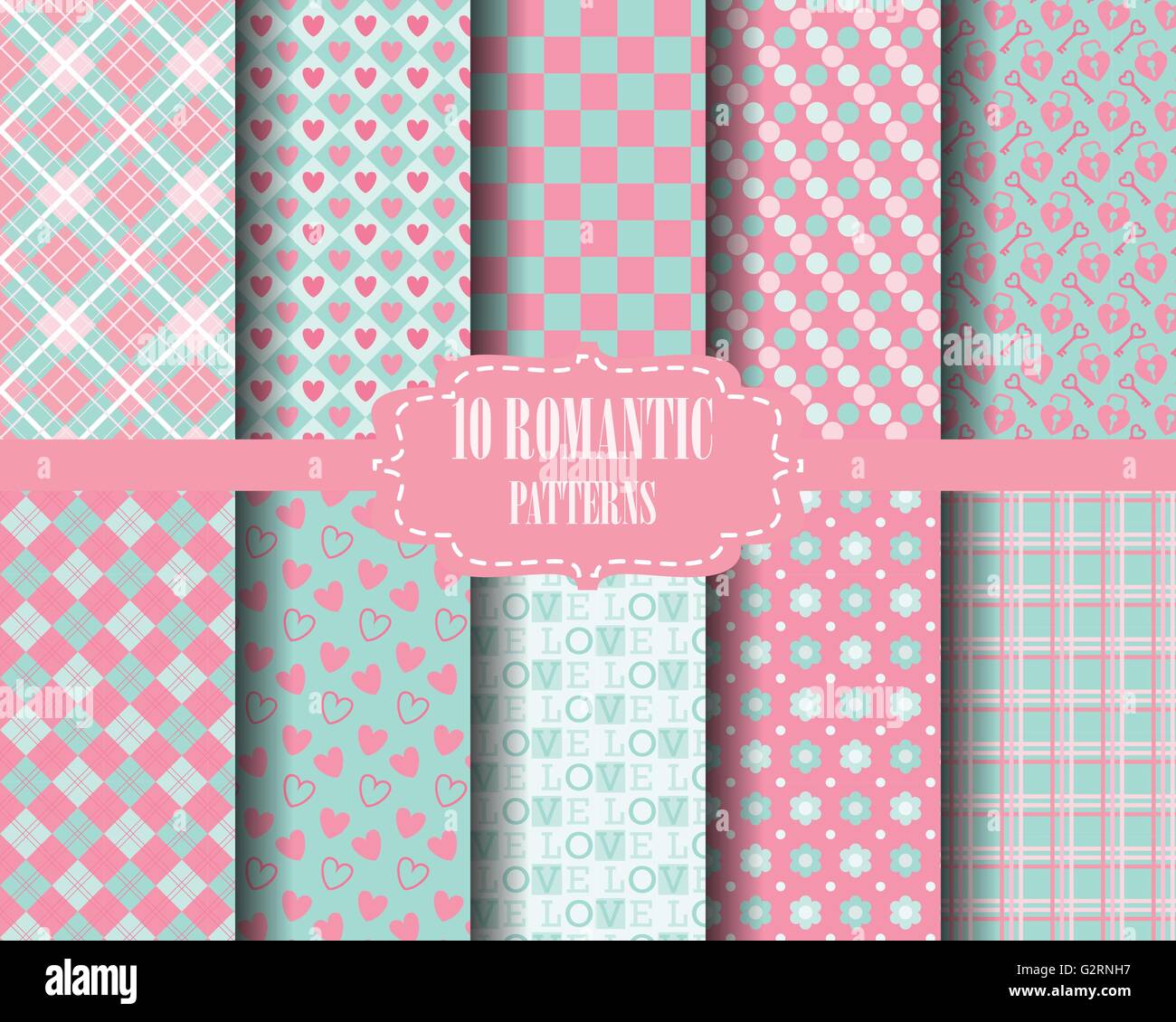 set of Heart and sweet pink pattern, for valentines day, Pattern ...