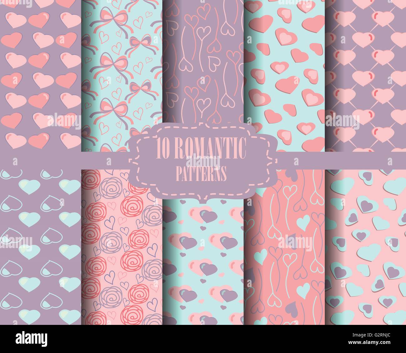 set of Heart patterns, for valentines day, Pattern Swatches, vector ...