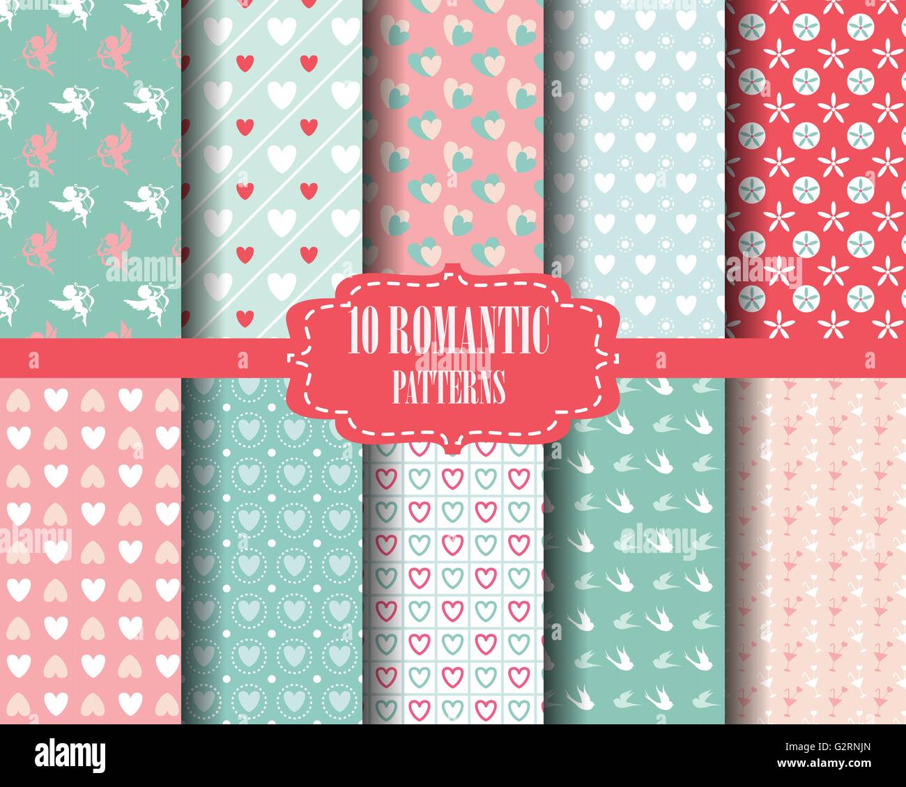 set of Heart and sweet pink pattern, for valentine's day, Pattern ...