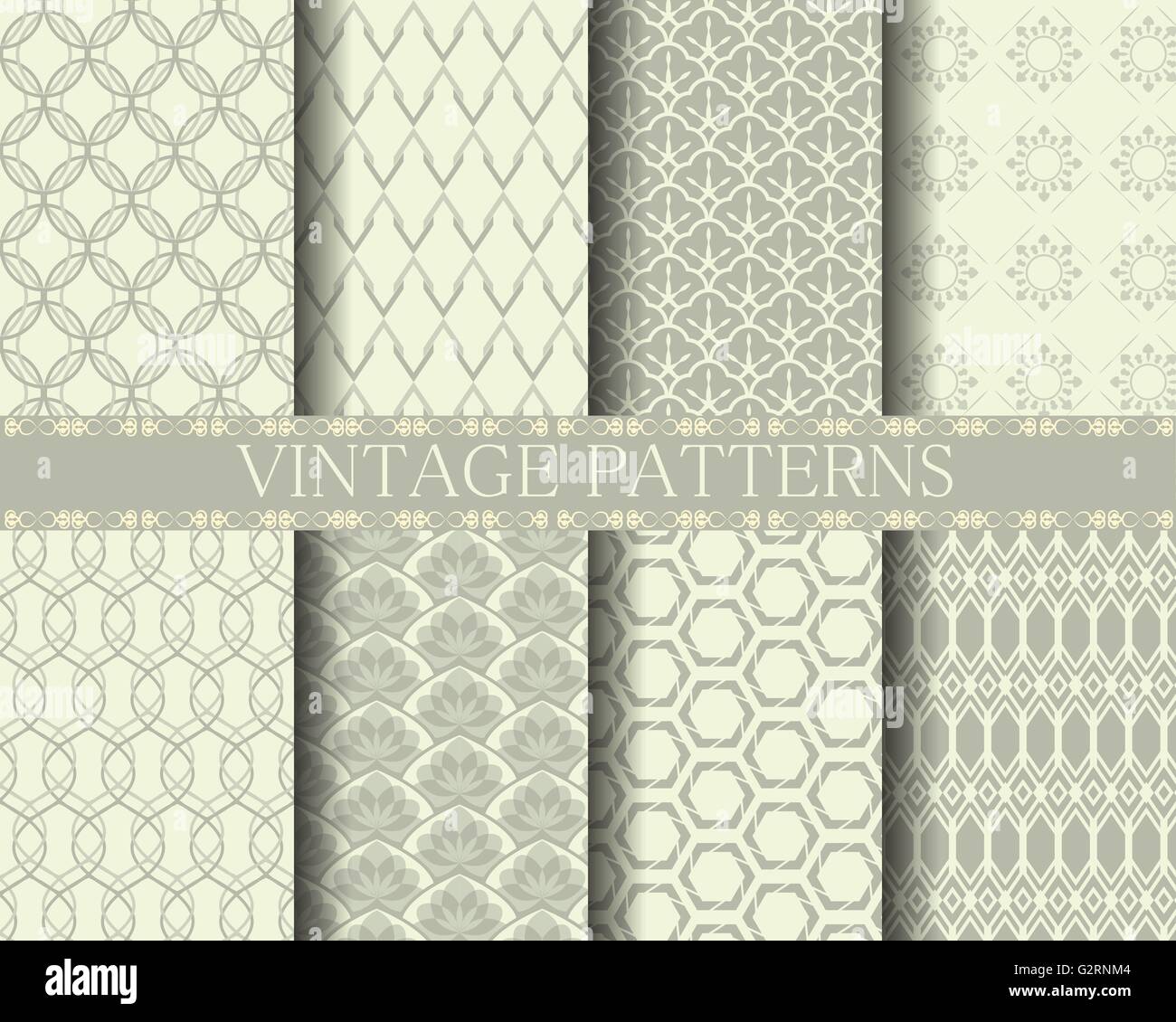 10 different vintage patterns, Pattern Swatches, vector, Endless ...