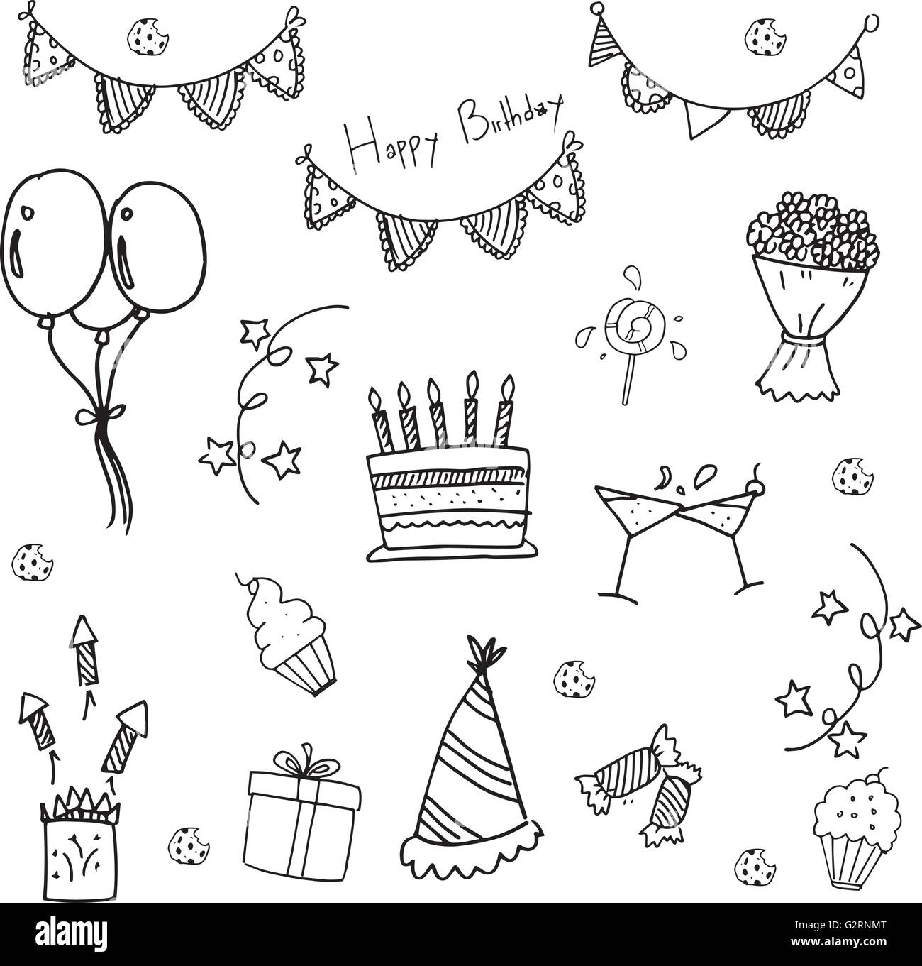 Doodle of birthday party hand draw Stock Vector Image & Art - Alamy