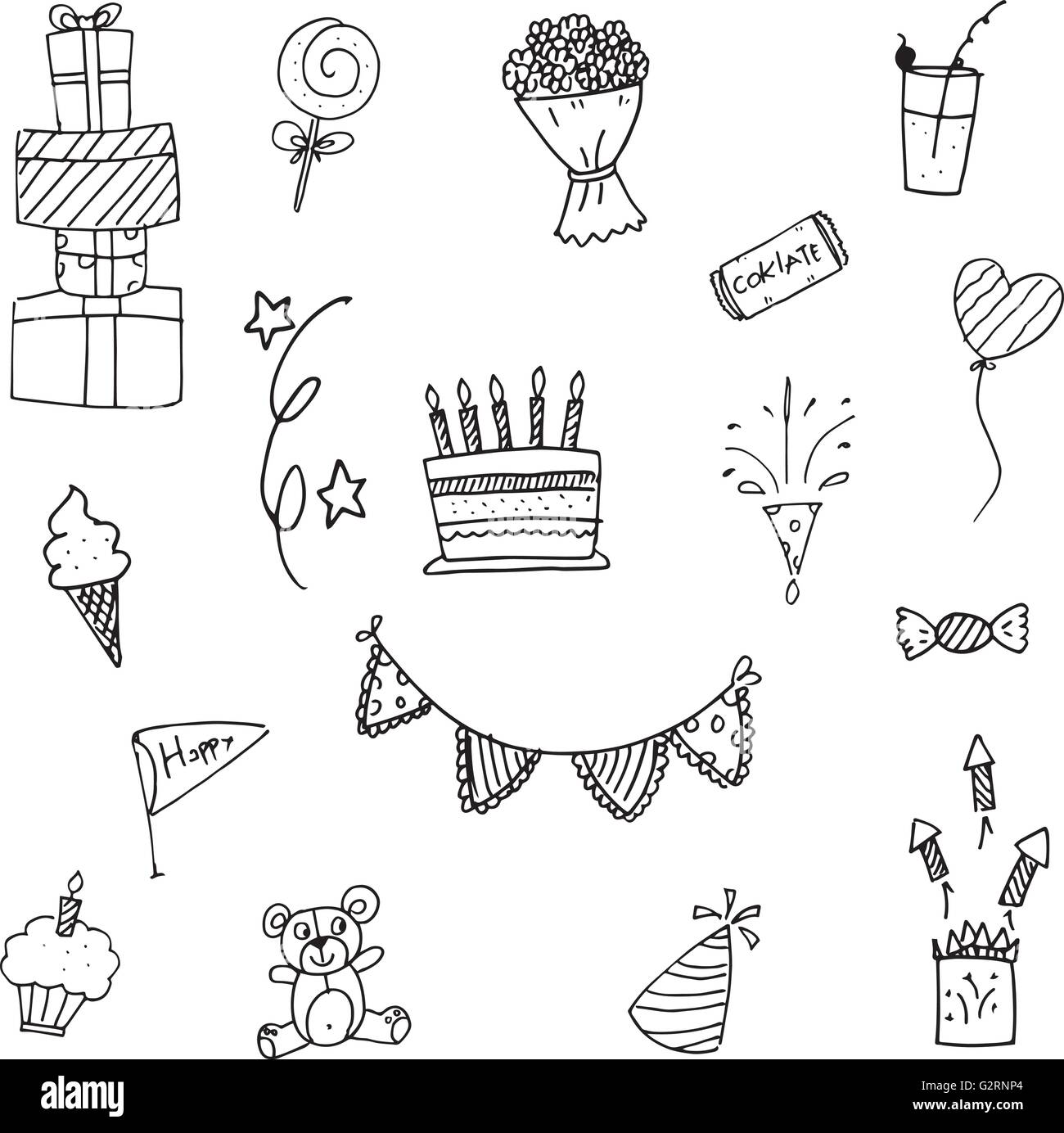 Set party doodle hand draw Stock Vector Image & Art - Alamy