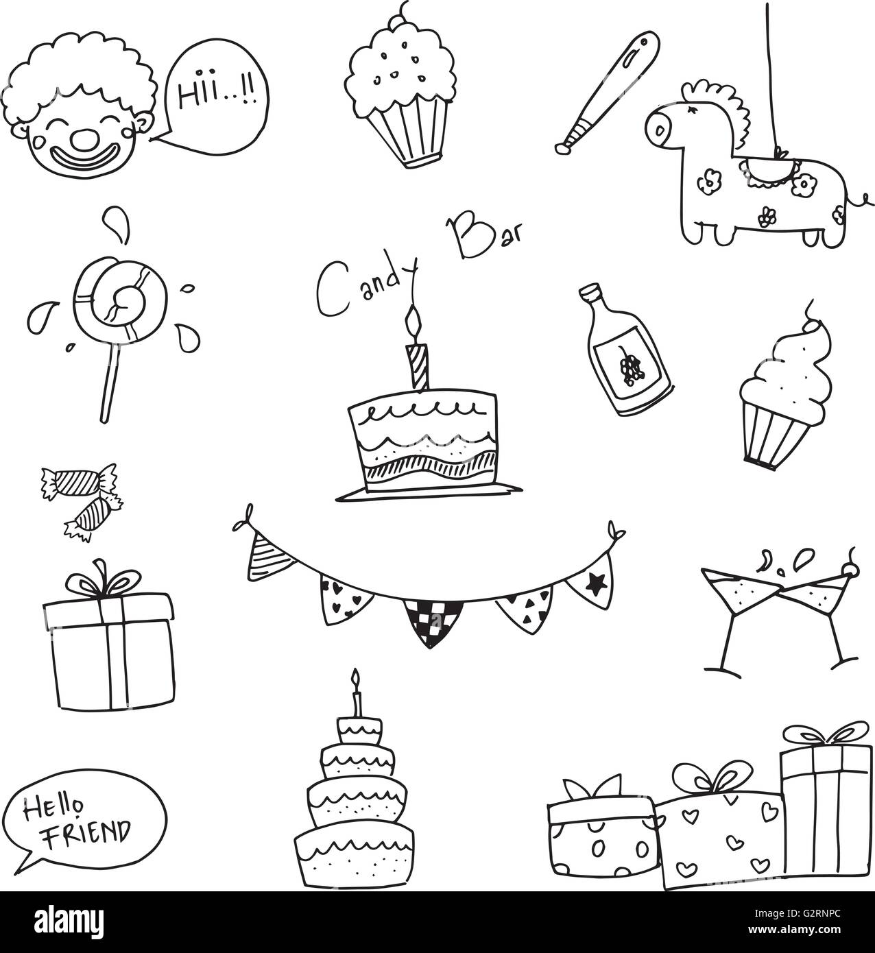 Birthday card hand draw Stock Vector Images - Alamy
