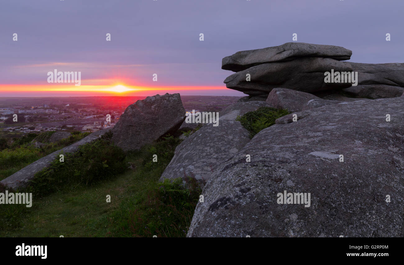 Rocks on top of Carn Brea in Cornwall Stock Photo - Alamy