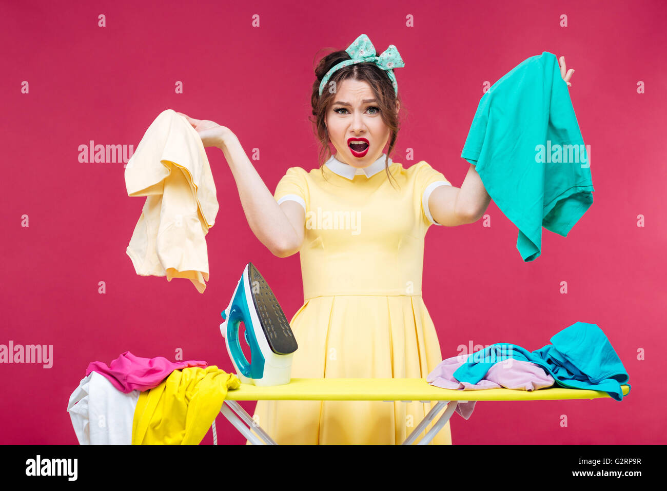 Woman ironing retro angry hi-res stock photography and images - Alamy