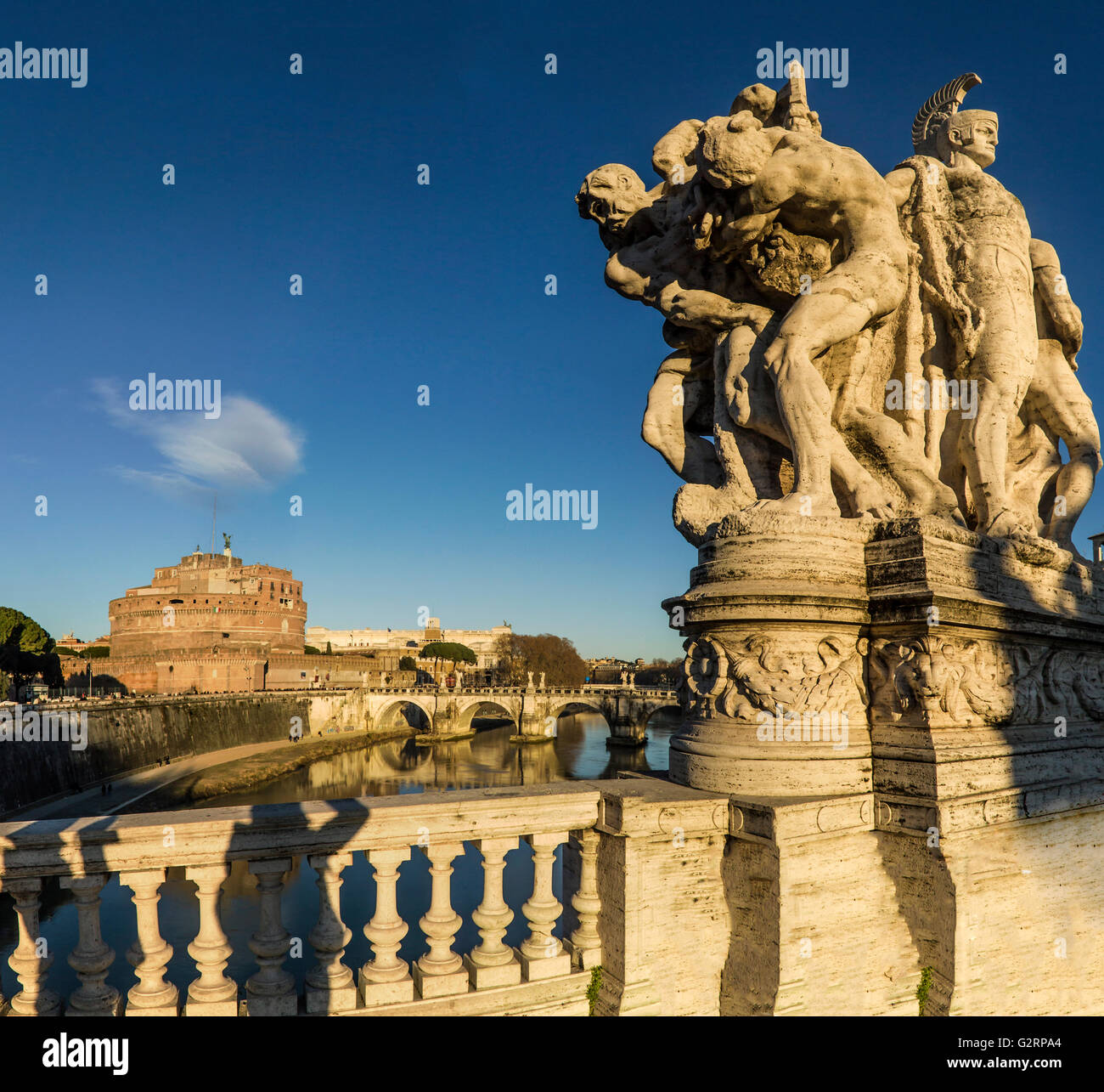 castel s angelo bridge and statue Stock Photo - Alamy