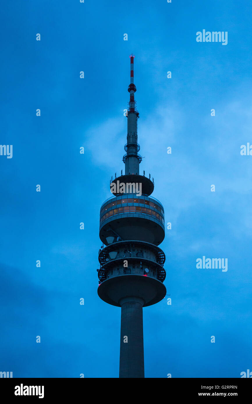 Muenchen, Germany, the Olympic Tower at night Stock Photo - Alamy