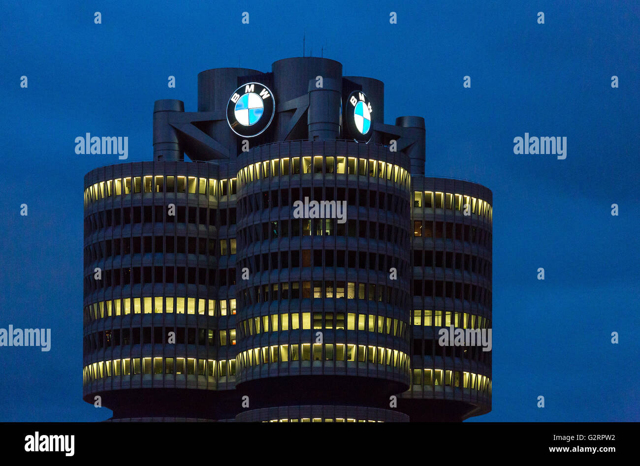 Muenchen, Germany, the BMW Headquarters at night Stock Photo - Alamy
